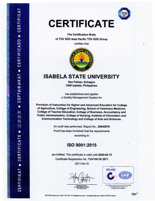 CERTFICATE | Isabela State University