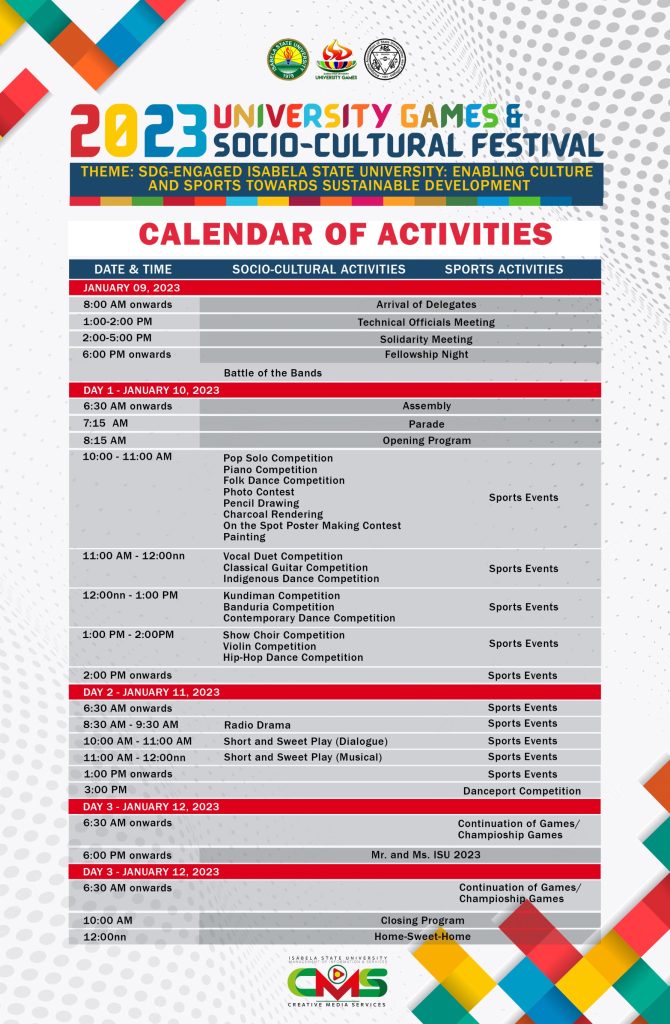 Calendar of Activities(1) | Isabela State University