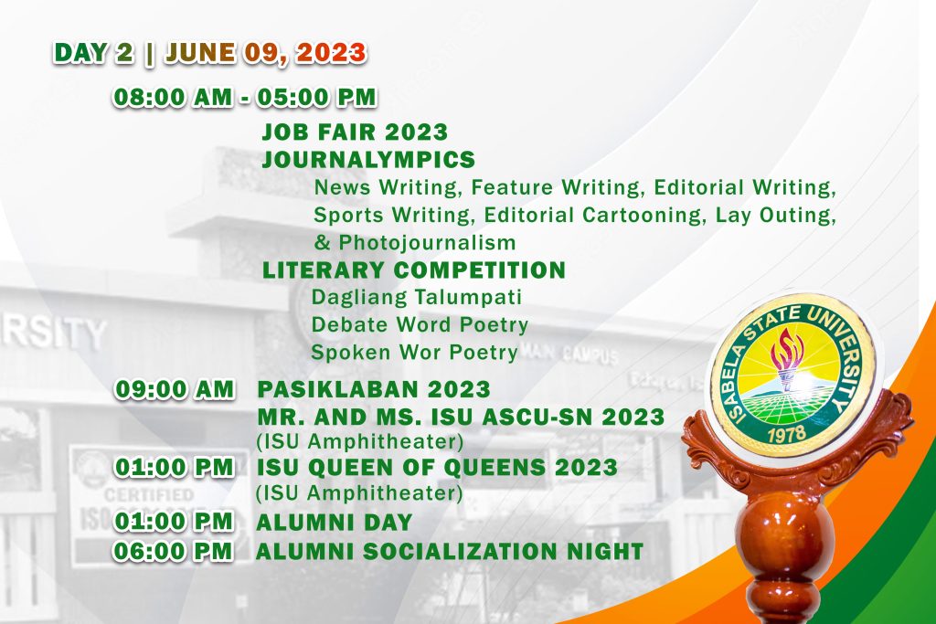 45th Founding Anniversary Schedule of Activities | Isabela State University