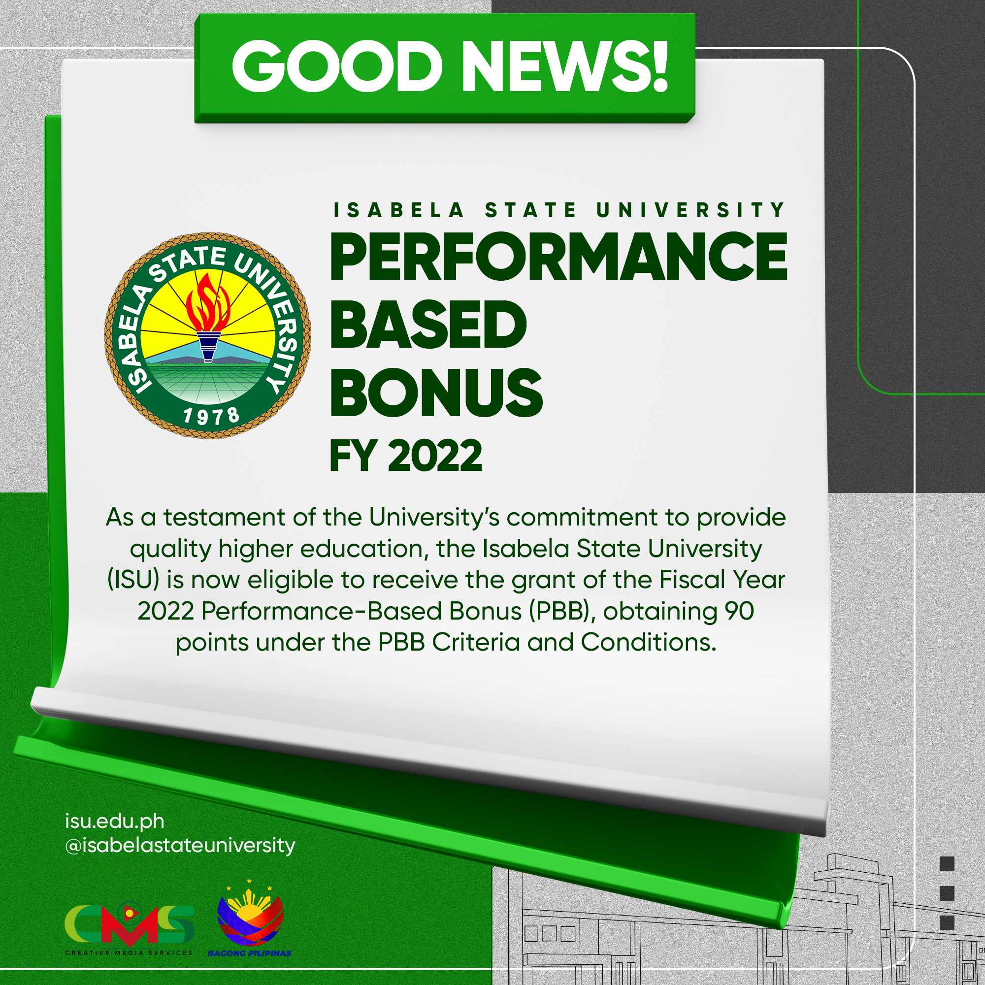 ISU is eligible for PBB 2022 Grant | Isabela State University