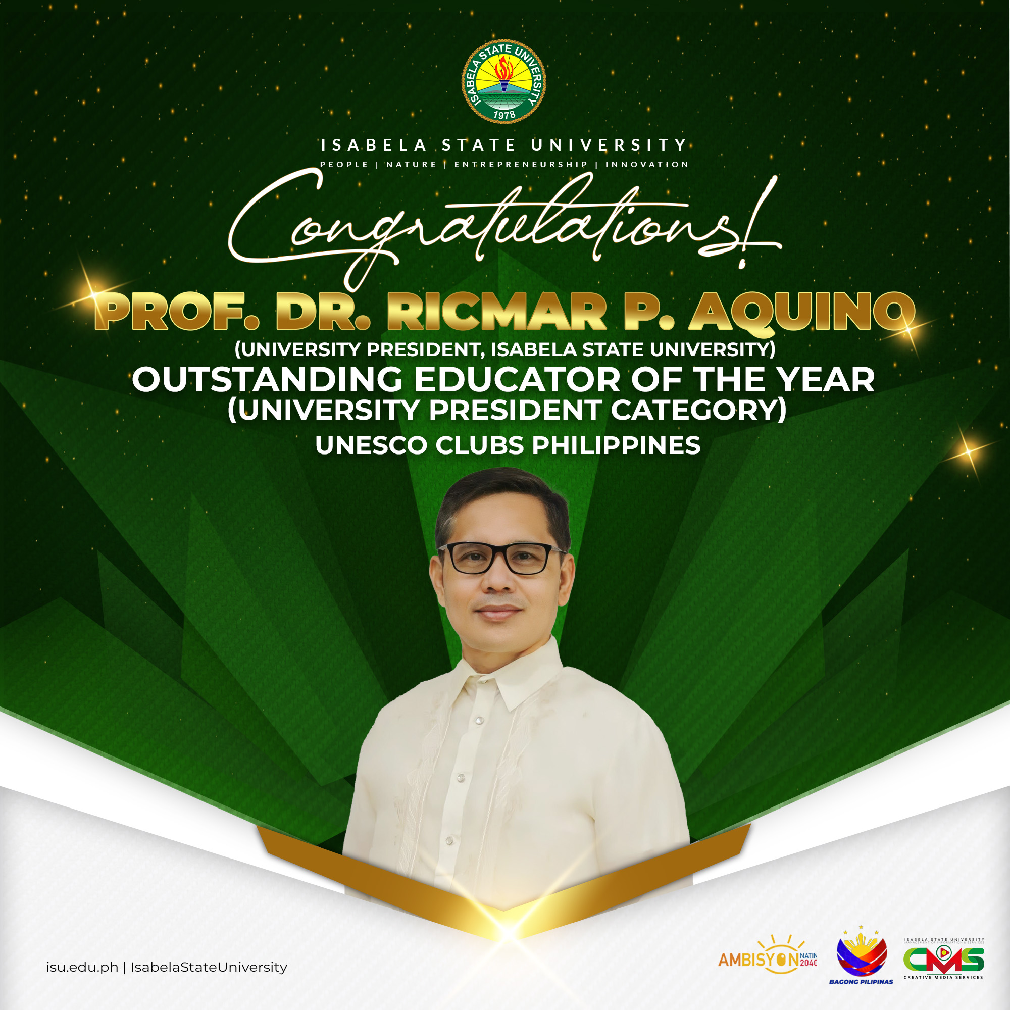 ISU president, faculty receive award from UNESCO Clubs Philippines ...